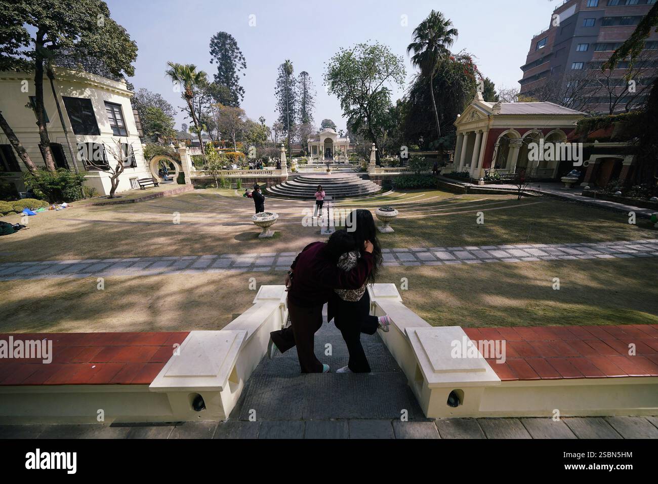 People visiting the Garden of Dreams, a neo-classical garden built in ...