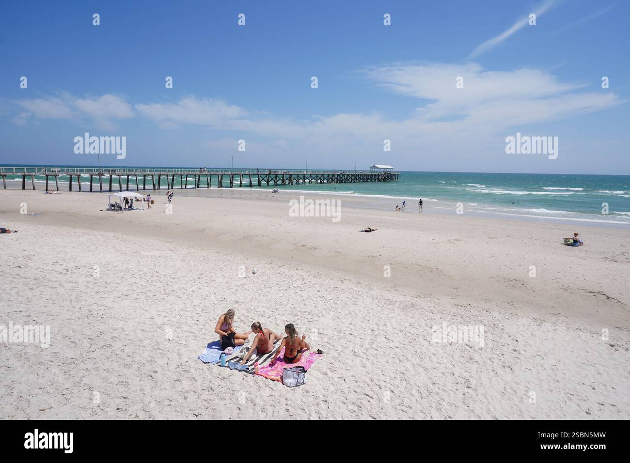 Brighton, Adelaide, Australia 4 February 2025. A few beachgoers seen on ...