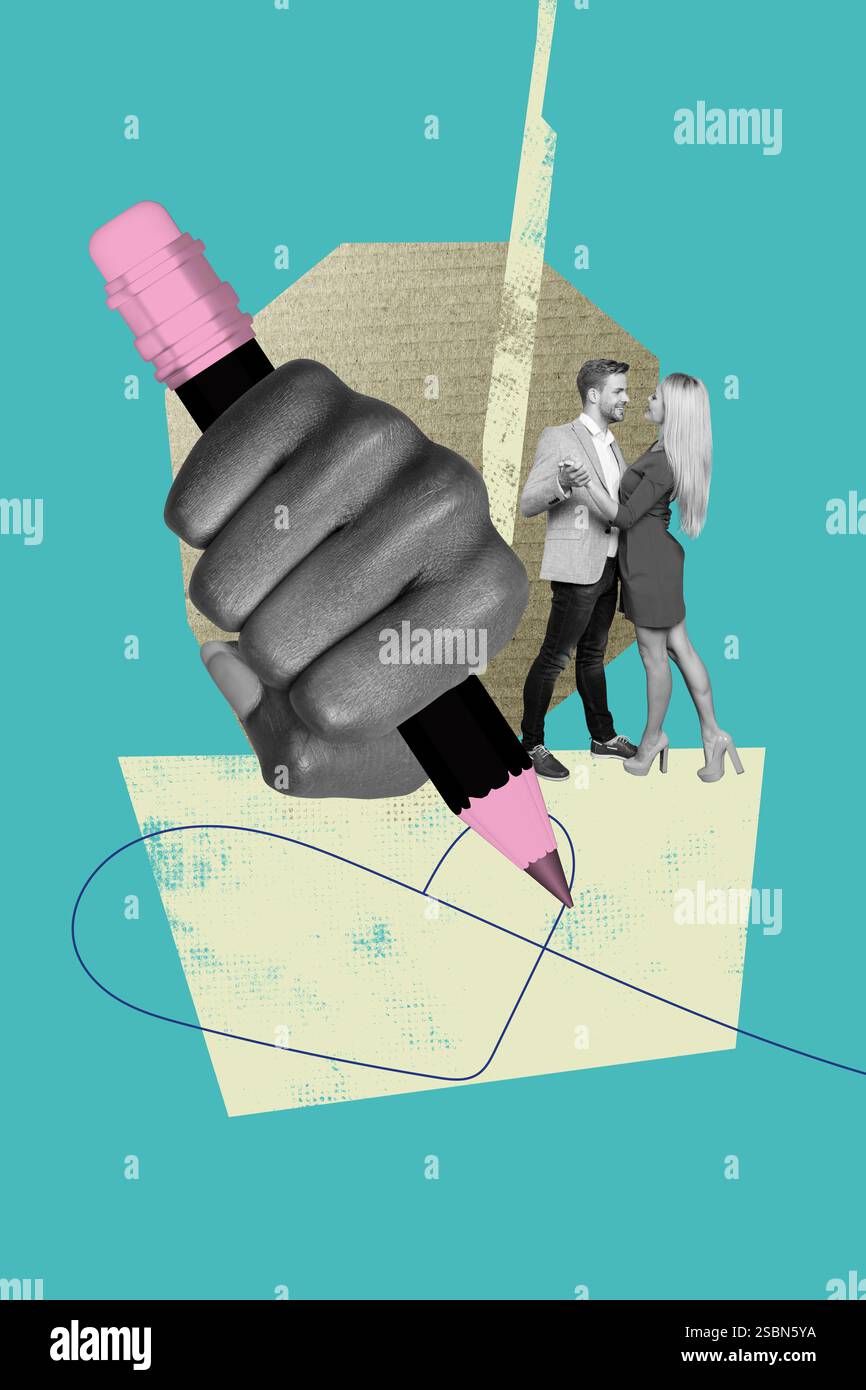 3D collage trend artwork composite sketch poster of huge hand fist ...