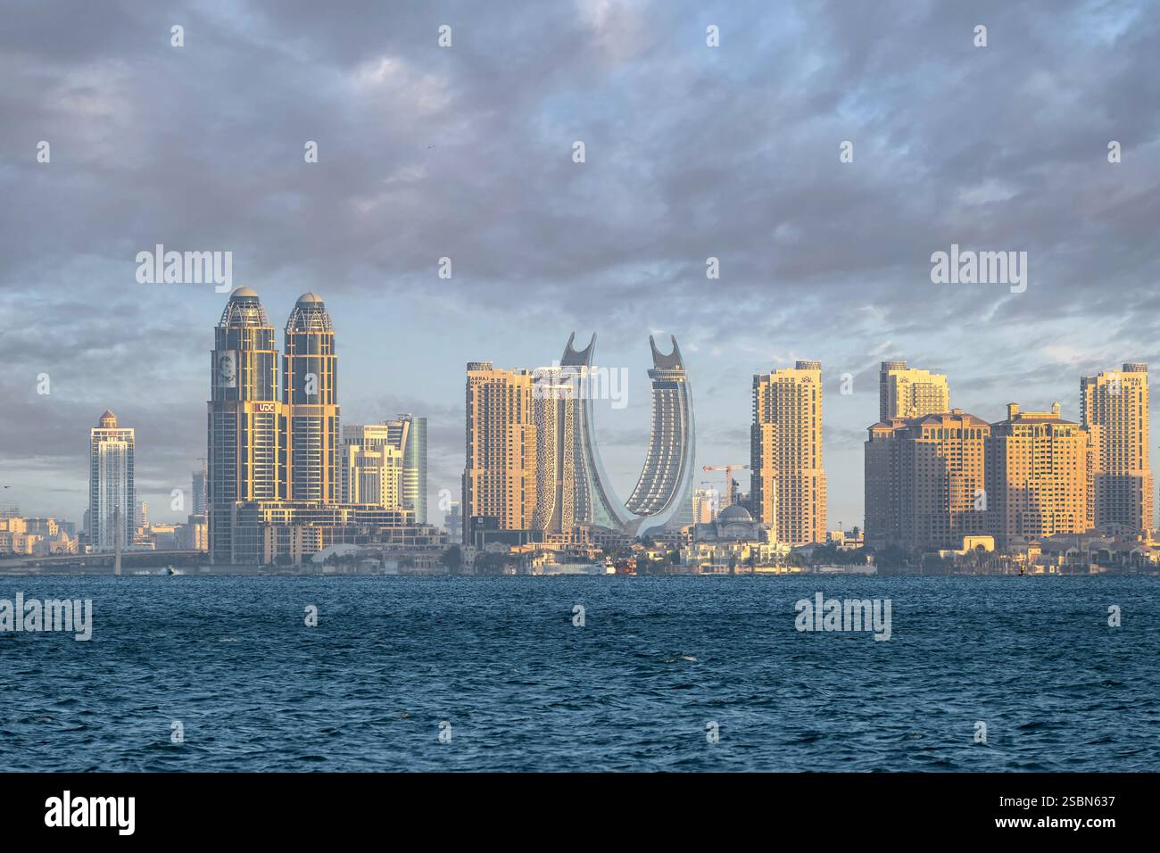 Beautiful Lusail Skyline view from Doha Corniche Stock Photo - Alamy