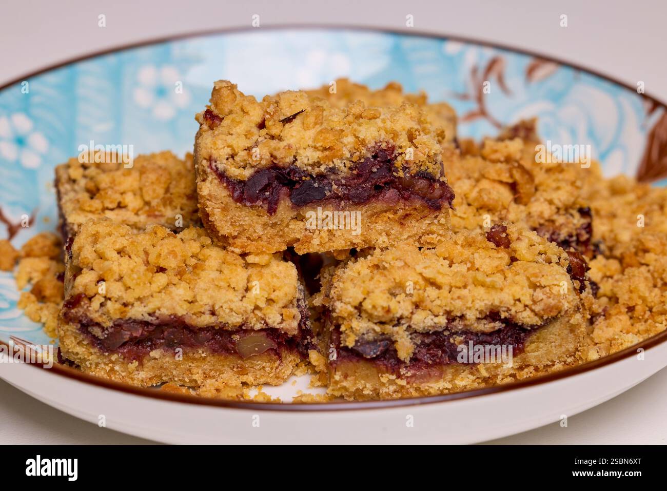 Traditional Romanian cake with plum jam, walnuts and dough Stock Photo ...