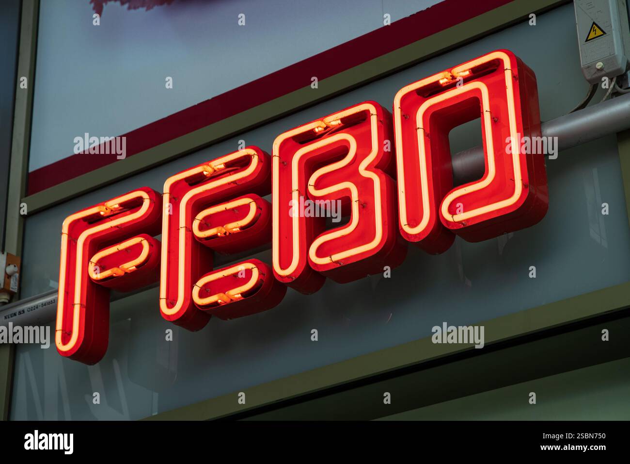 Febo neon logo, A fastfood chain in the streets of the Netharlands ...