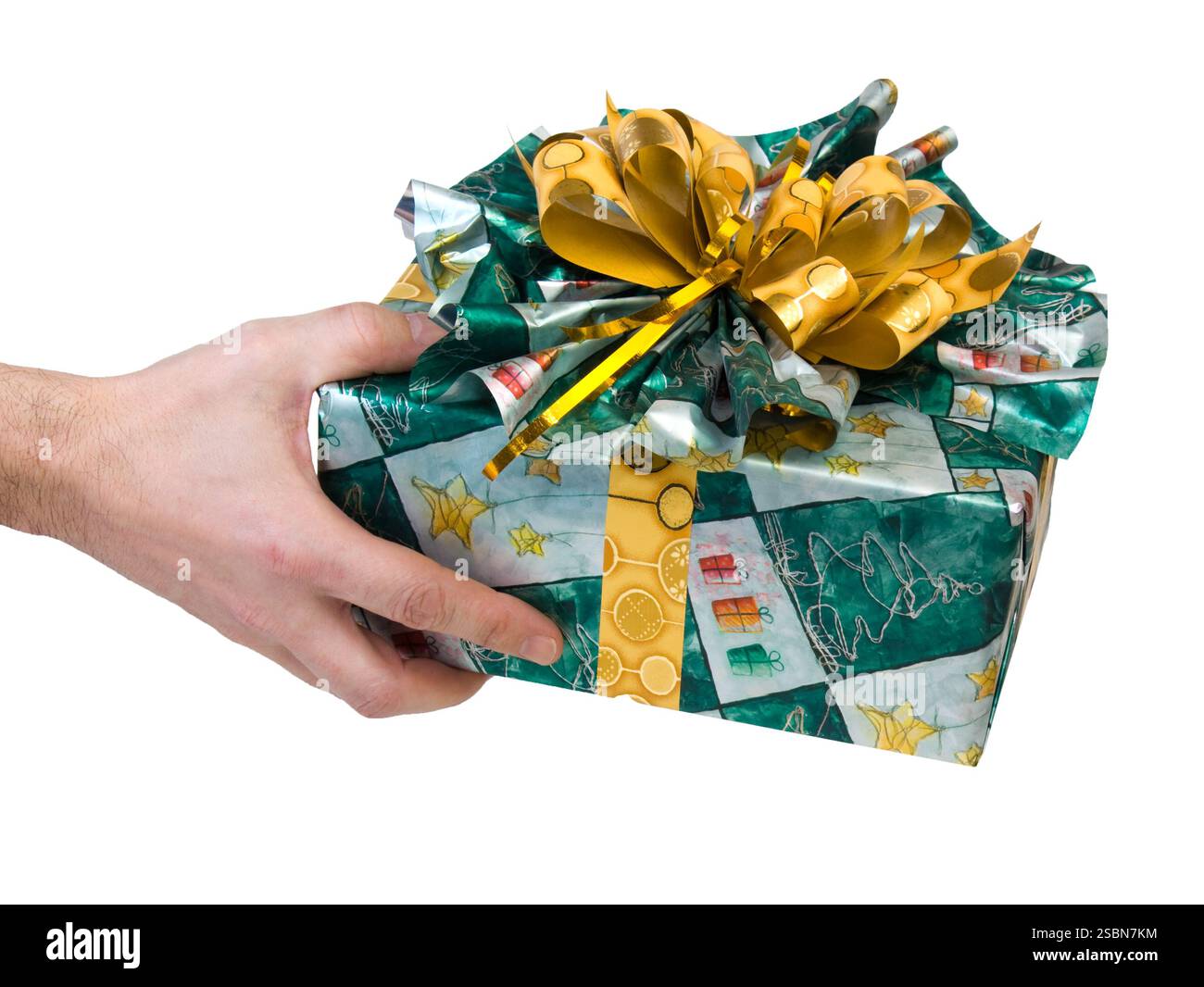 gift in hand isolated on white background Stock Photo - Alamy