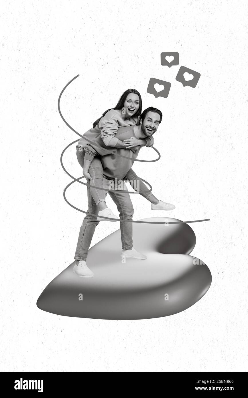 Creative photo 3d collage artwork poster postcard of happy people ...