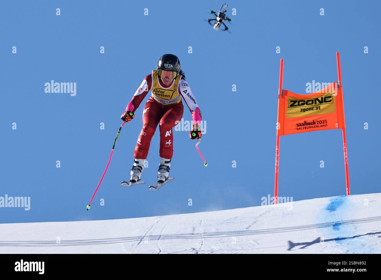 Austria's Stephanie Venier speeds down the course during an alpine ski ...