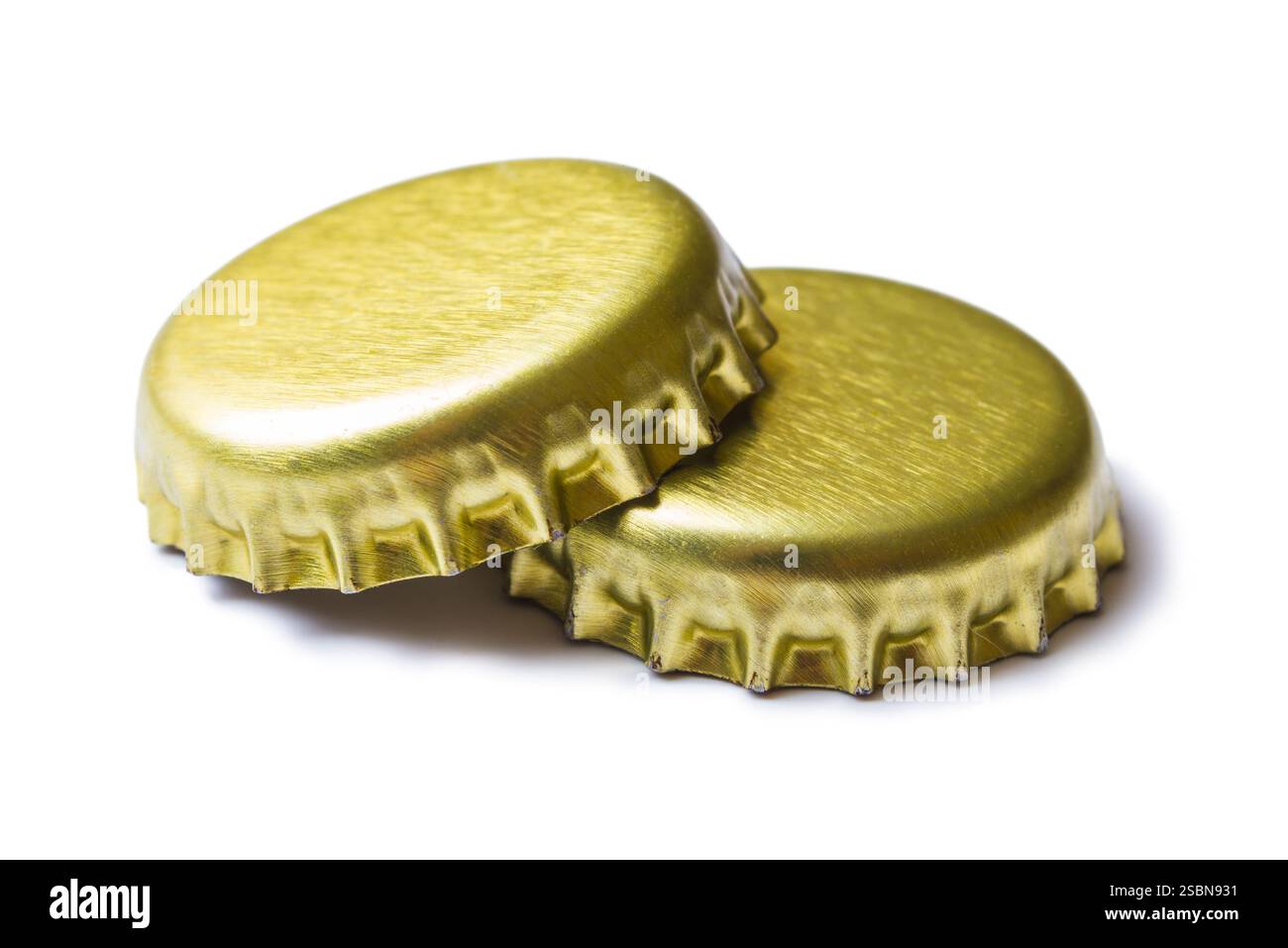 Two corks from beer and lemonade isolated on white background Stock ...