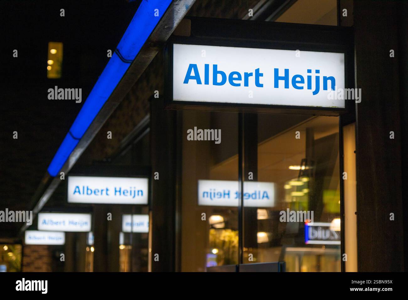 Albert Heijn shop sign supermarket store, the largest supermarket chain in the Netherlands Stock ...