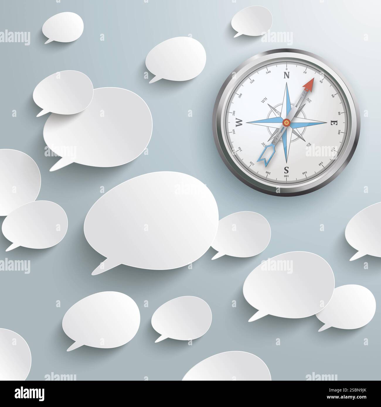 Bevel Speech Bubbles Compass White paper speech bubbles with a compass ...