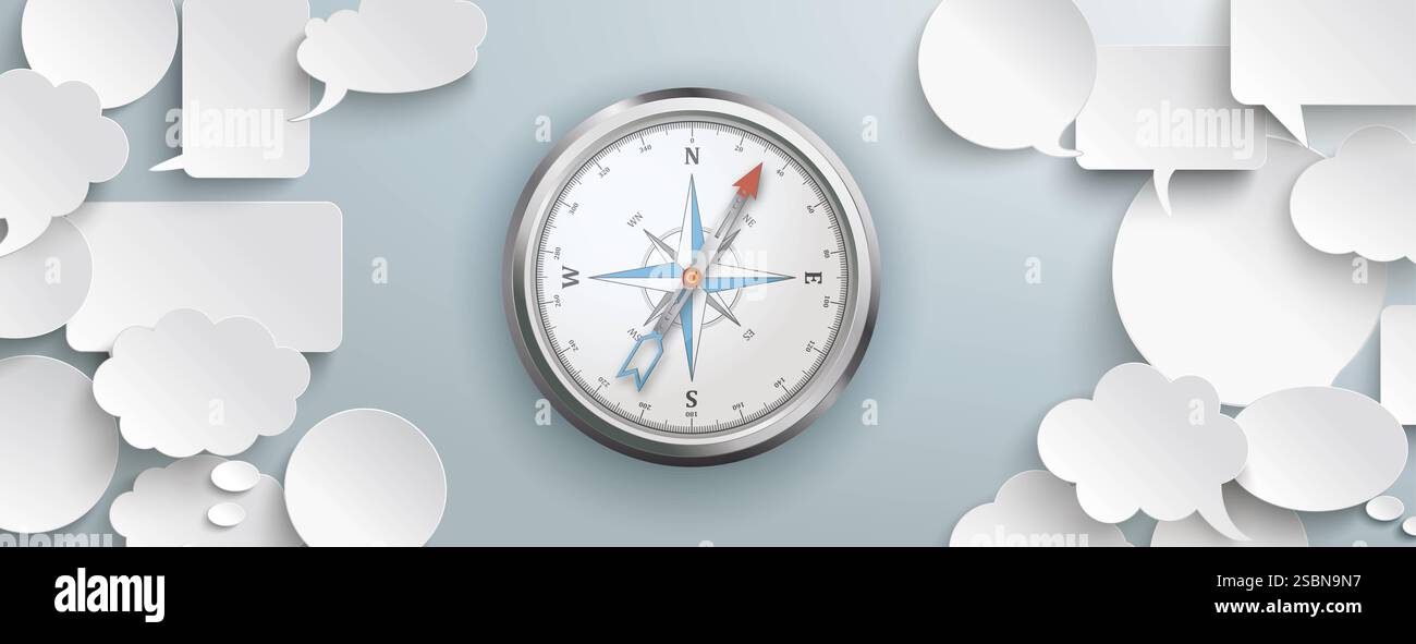 Speech Bubbles Compass Header White paper speech bubbles with a compass ...