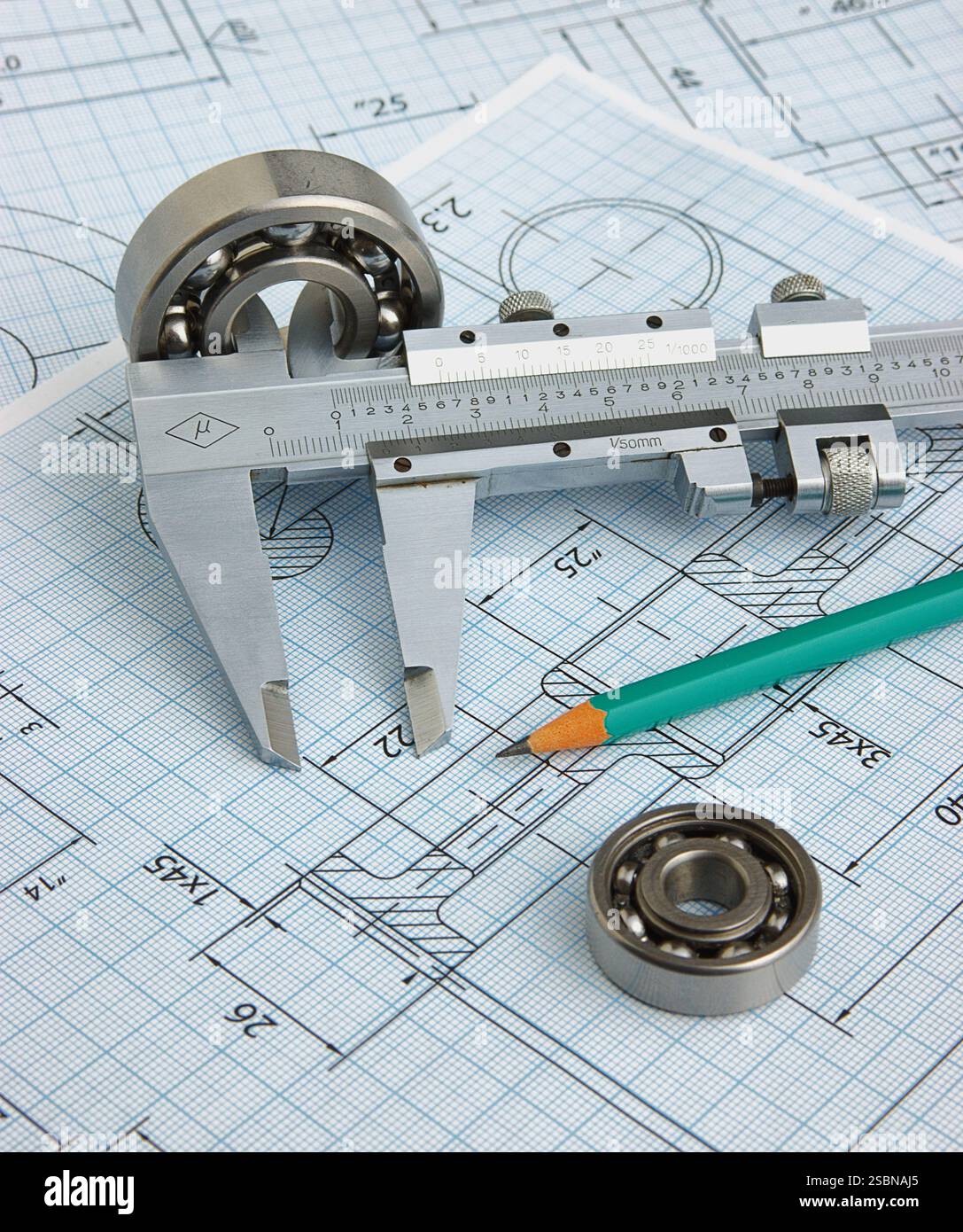 tools and mechanisms detail on the background of technical drawings ...