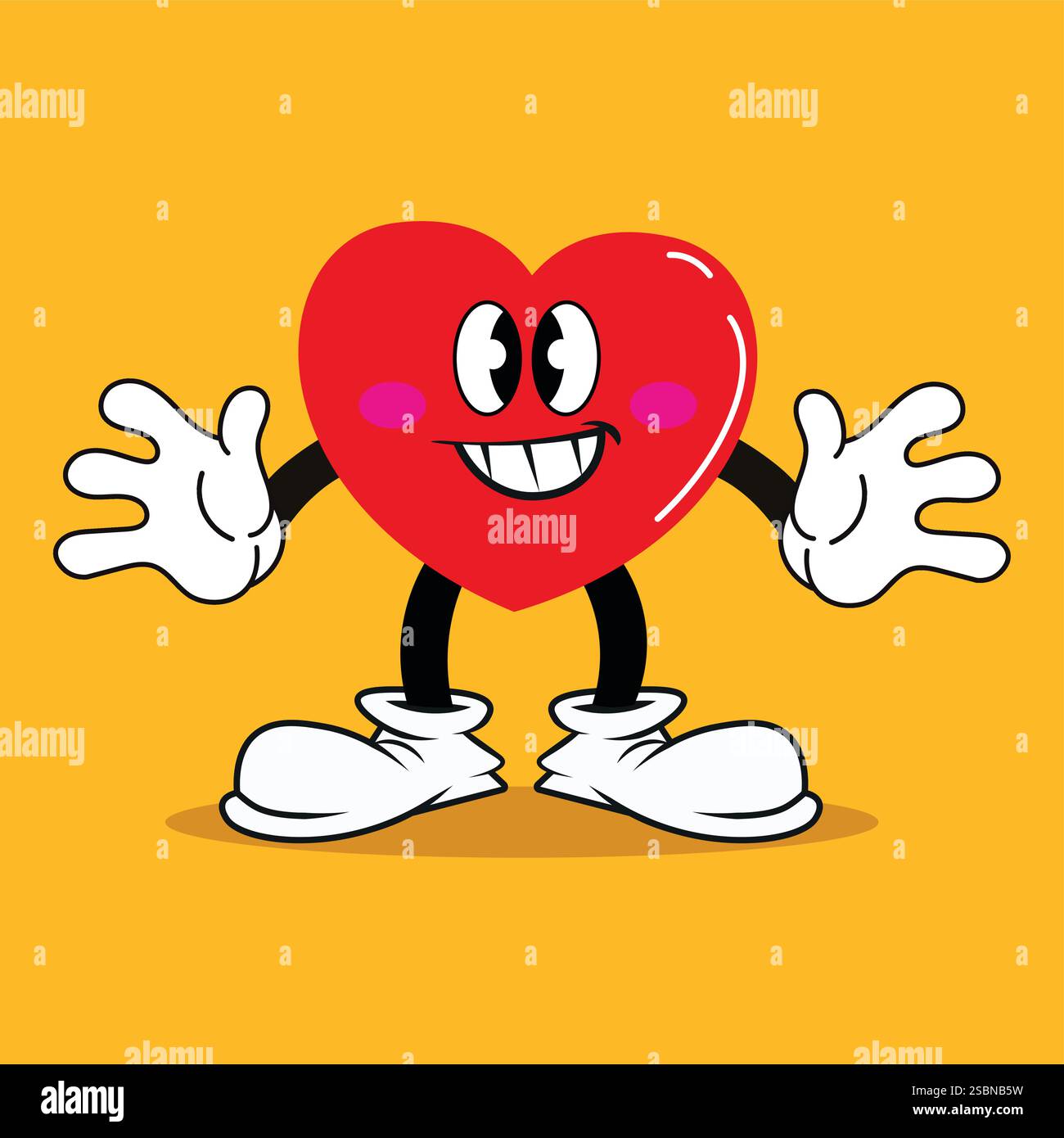 Groovy comic heart masco. Funny cartoon character. Trendy retro 1940s ...