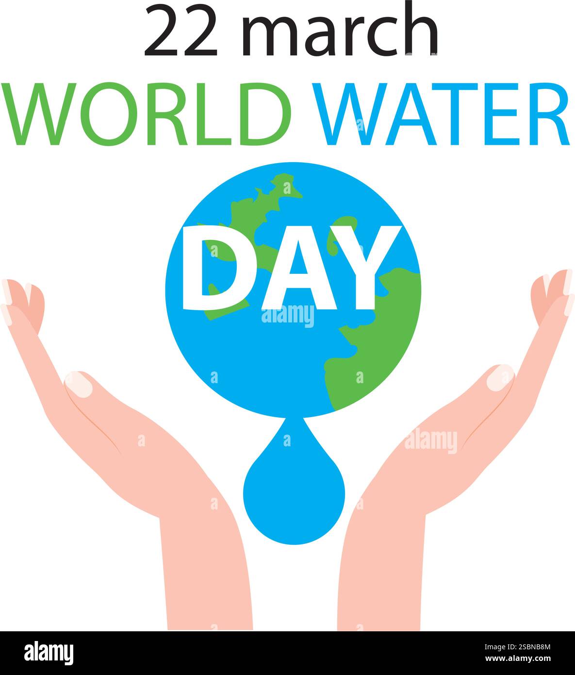 World water day banner, blue water drop in human hands, vector design ...