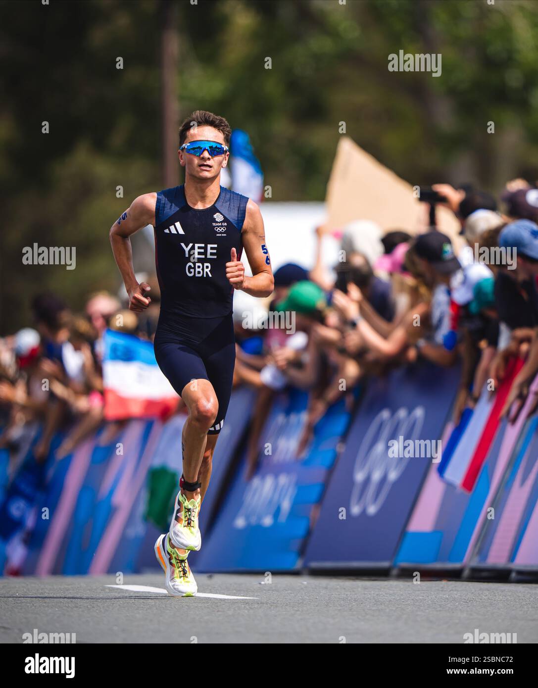 Alex Yee participating in the triathlon at the Paris 2024 Olympic Games ...
