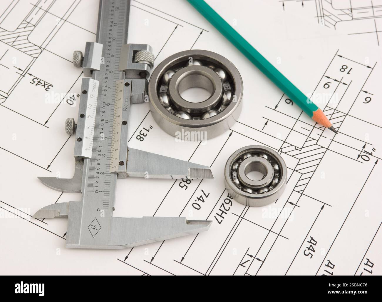 tools and mechanisms detail on the background of technical drawings ...