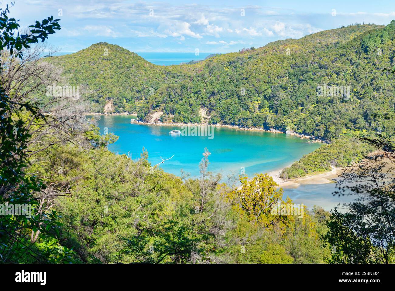 New Zealand, South Island, Bark Bay, bird's eye view, Abel Tasman ...