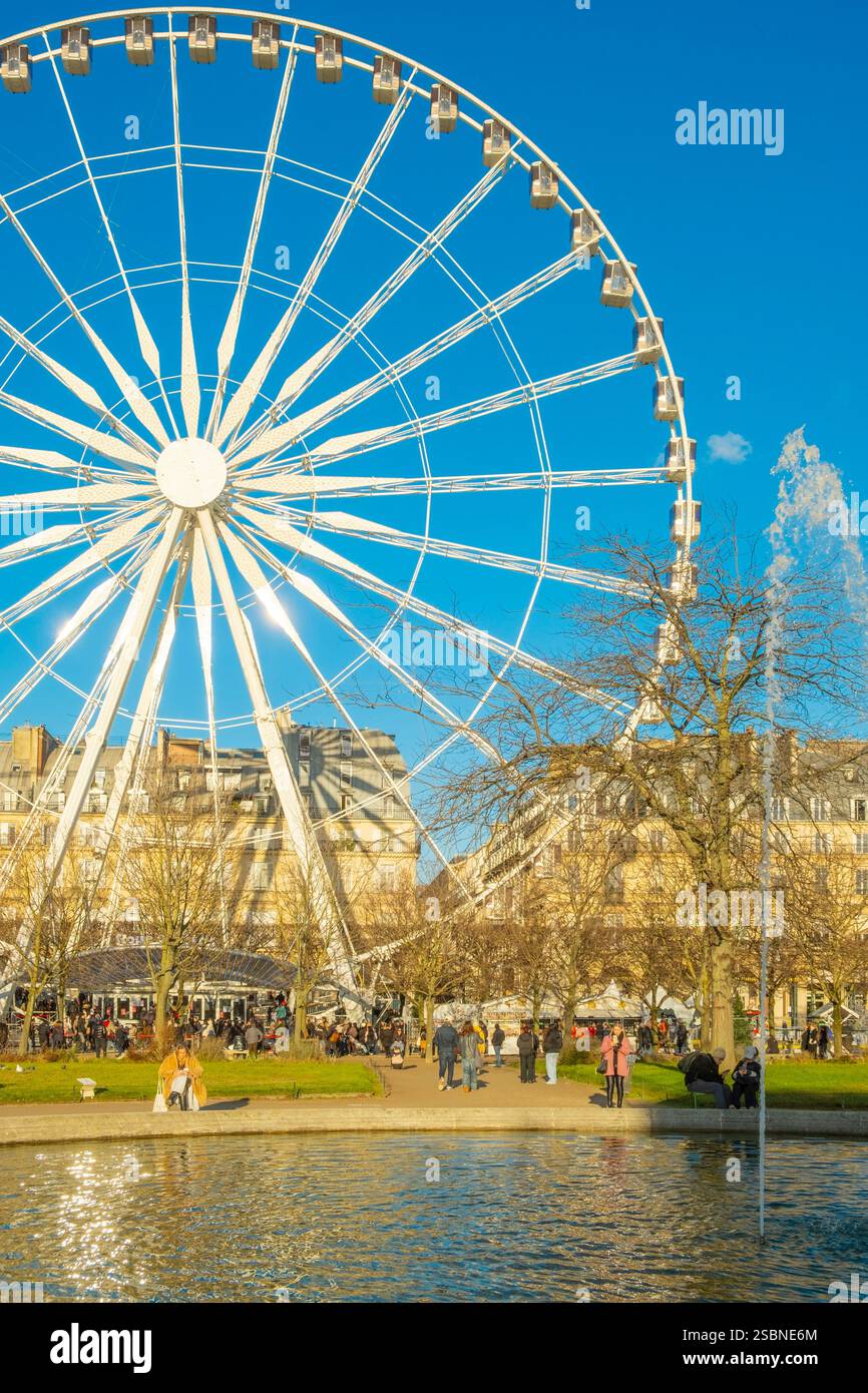 France, Paris, the Tuileries Gardens and the Ferris Wheel of the ...