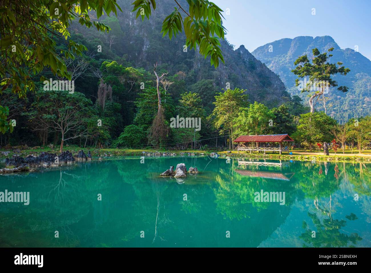 Laos, Vientiane province, Vang Vieng, Blue Lagoon 2 Stock Photo - Alamy