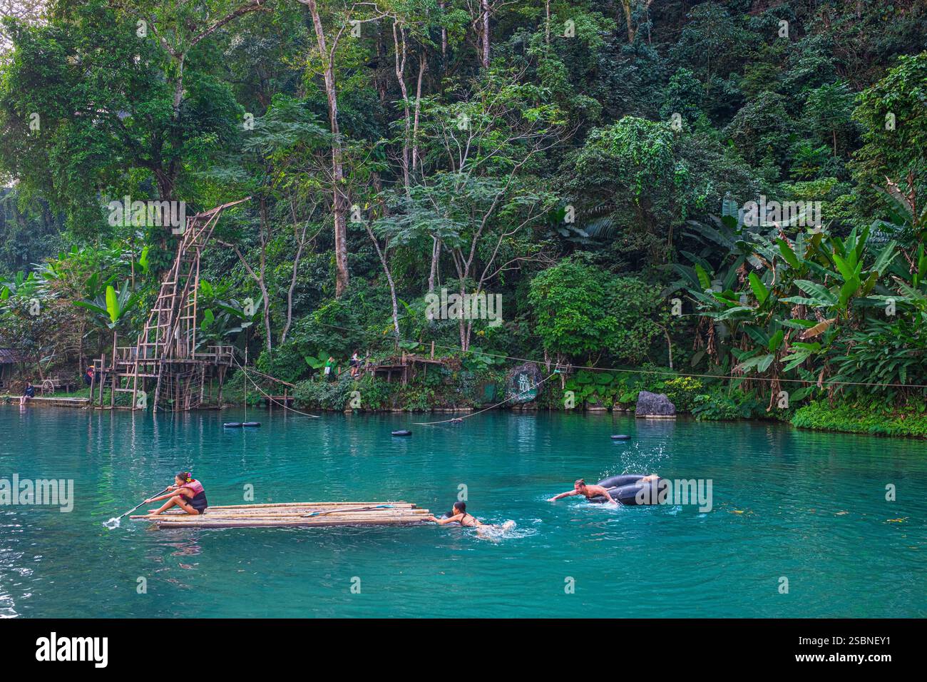 Laos, Vientiane province, Vang Vieng, Blue Lagoon 3 Stock Photo - Alamy