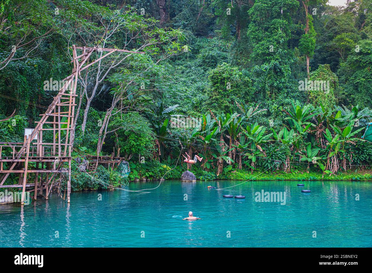 Laos, Vientiane province, Vang Vieng, Blue Lagoon 3 Stock Photo - Alamy