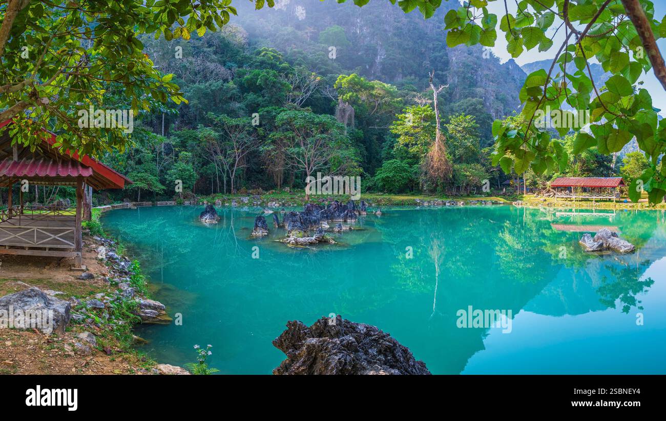 Laos, Vientiane province, Vang Vieng, Blue Lagoon 2 Stock Photo - Alamy