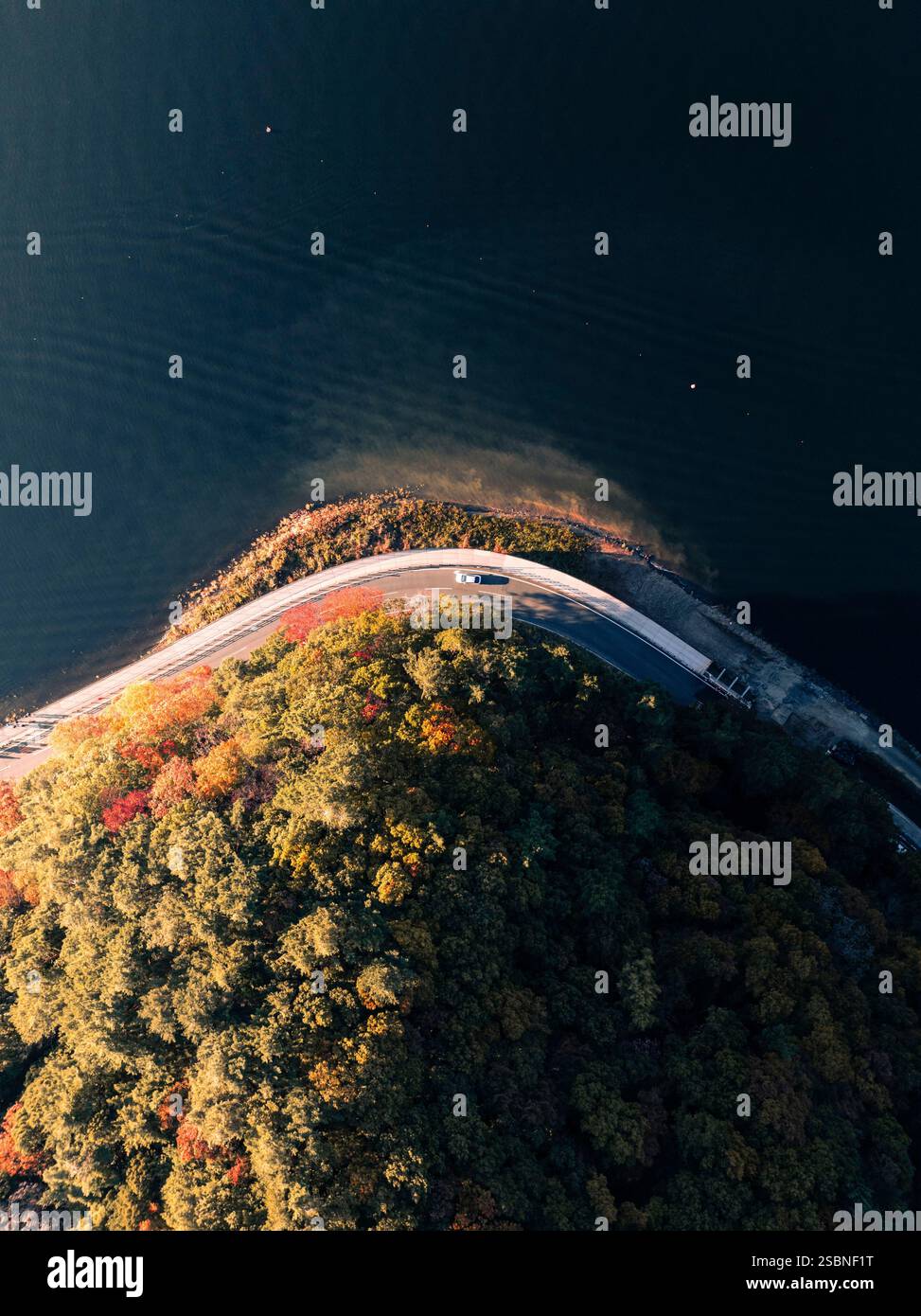 Japan, Honshu, Kawaguchiko, aerial view of the shores of Lake Kawaguchi (aerial view Stock Photo ...
