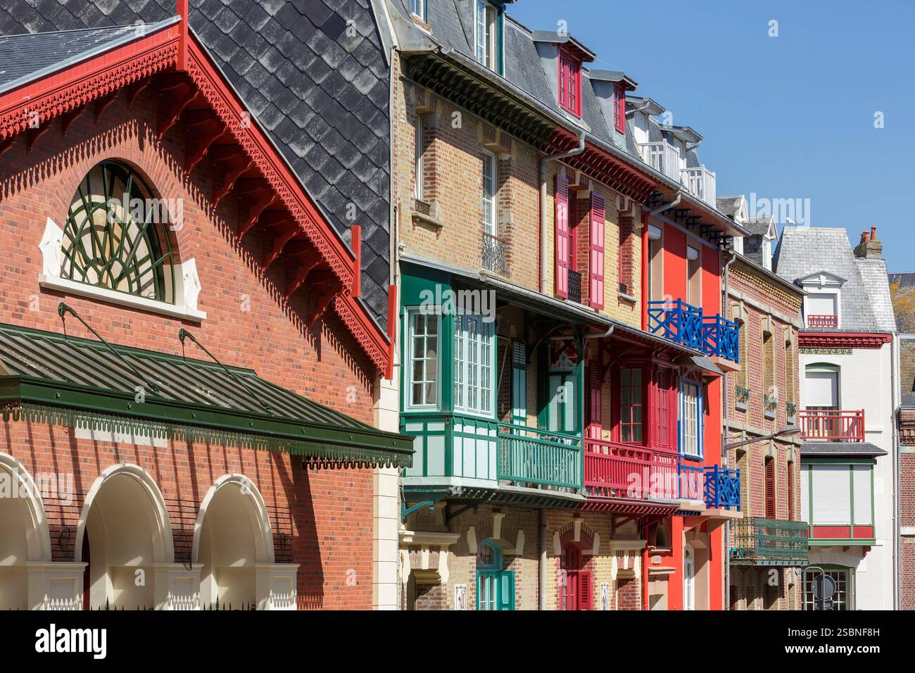 France, Somme, Baie de Somme (bay of Somme), Mers les Bains, facade of ... France, Somme, Baie de Somme (bay of Somme), Mers les Bains, facade of ...