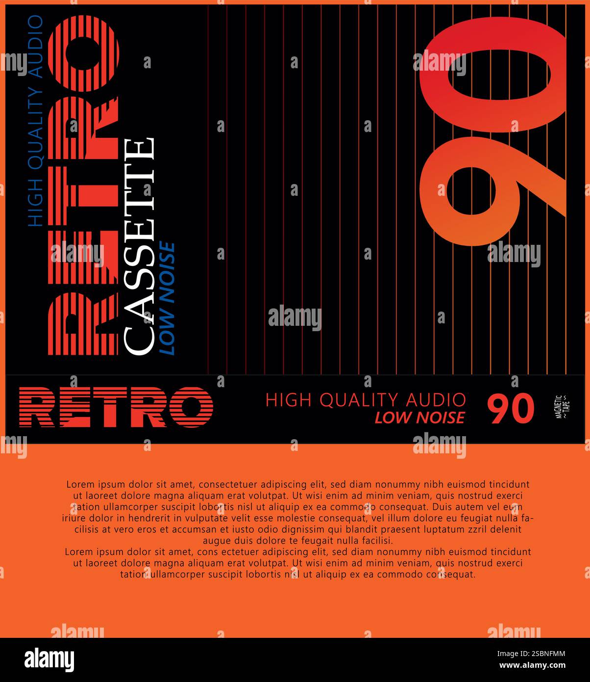 1980s Retro audio cassette cover art design, vector Stock Vector Image ...