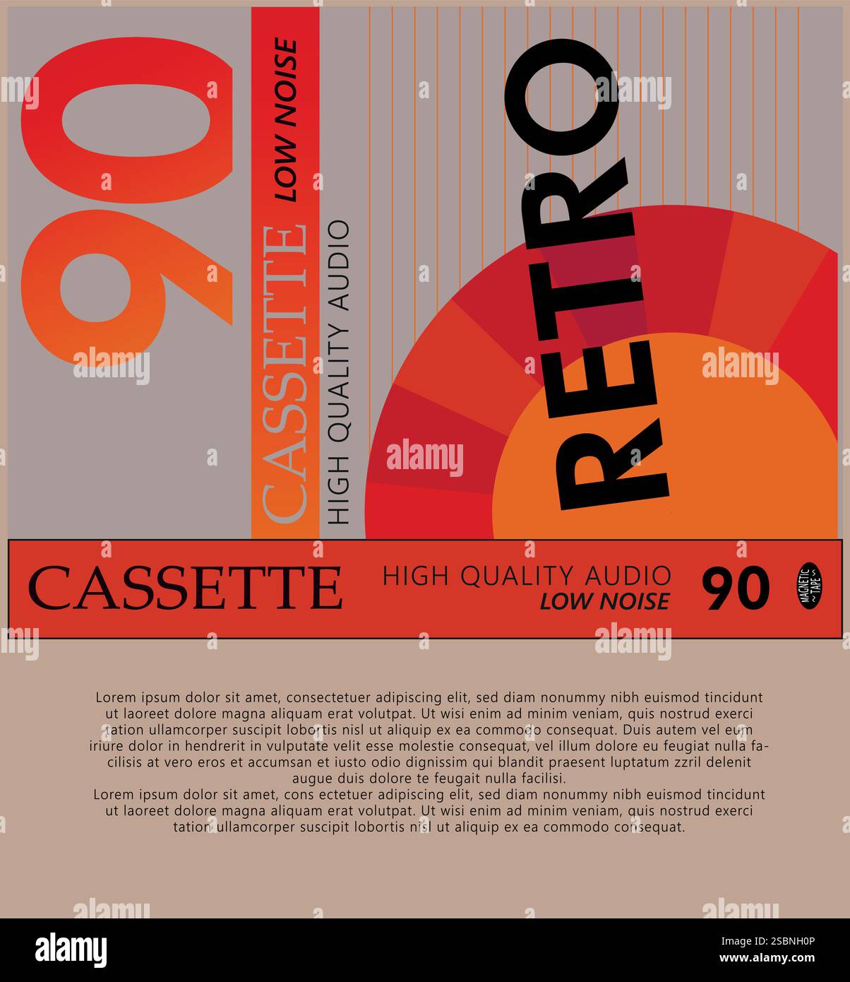 1980s Retro audio cassette cover art design, vector Stock Vector Image ...