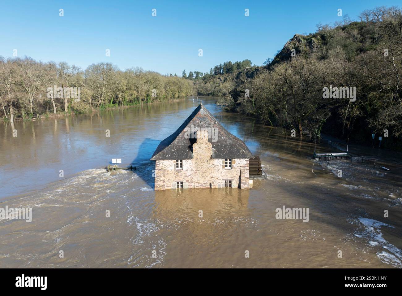 France, Ille-et-Vilaine, Flooding of the river La Vilaine in Bruz ...