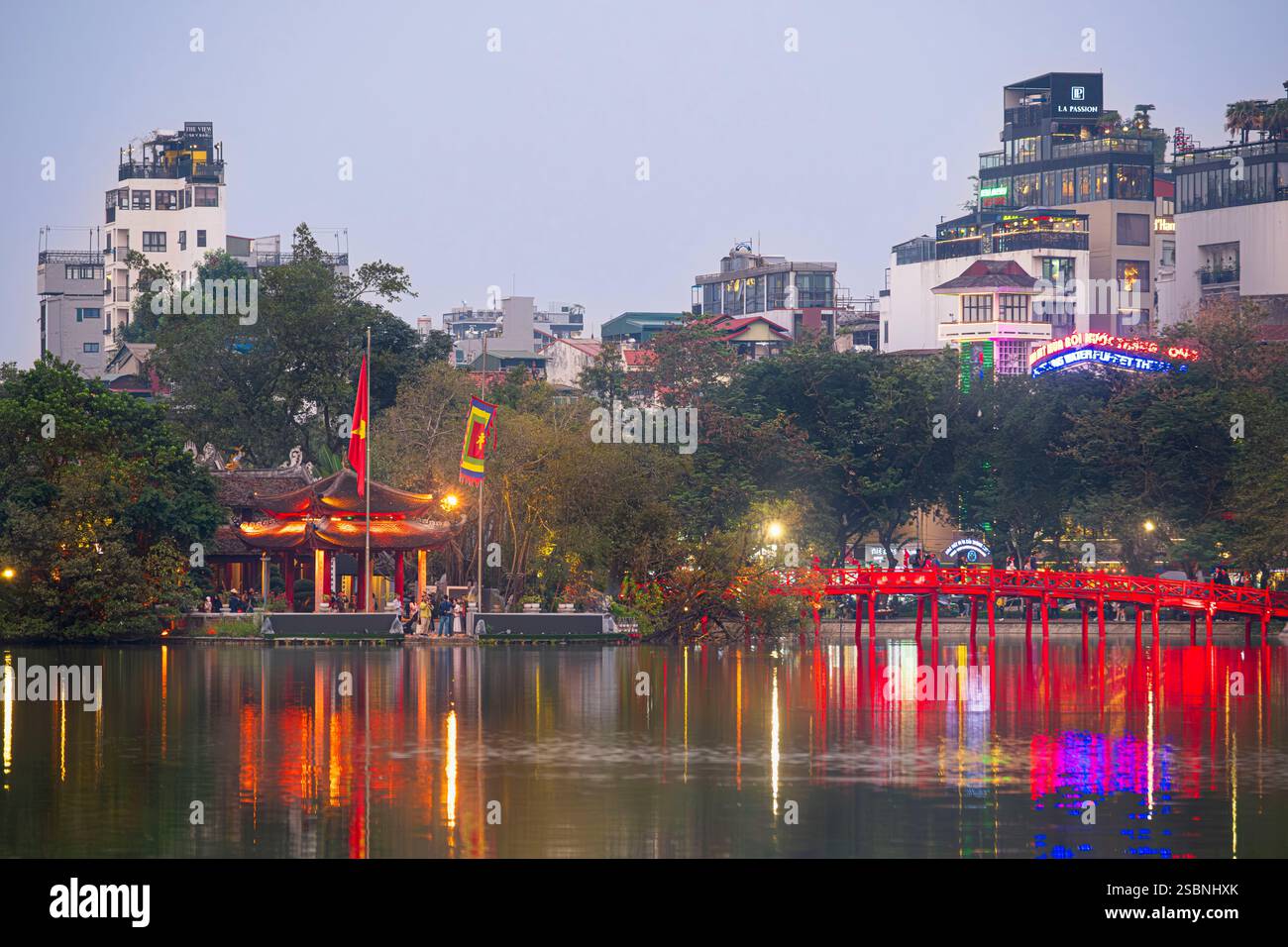 Vietnam, Hanoi, district of Hoan Kiem, Hoan Kiem Lake or Sword Lake ...