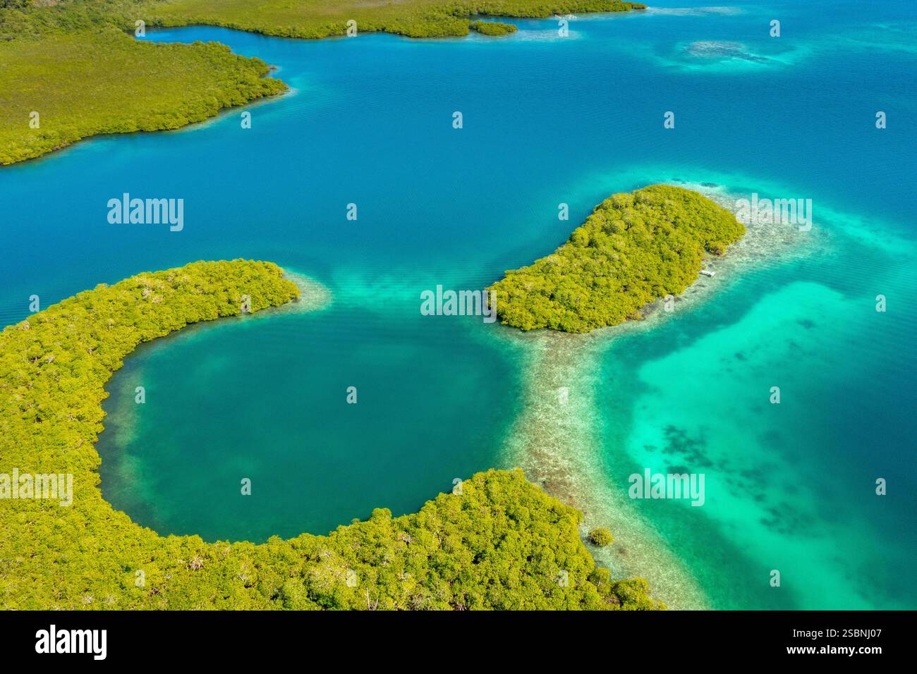 Panama, Bocas del Toro, Isla Bastimentos National Marine Park, aerial ...