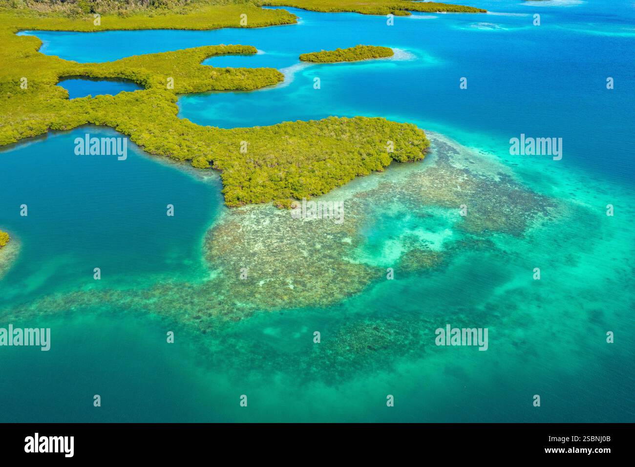 Panama, Bocas del Toro, Isla Bastimentos National Marine Park, aerial ...
