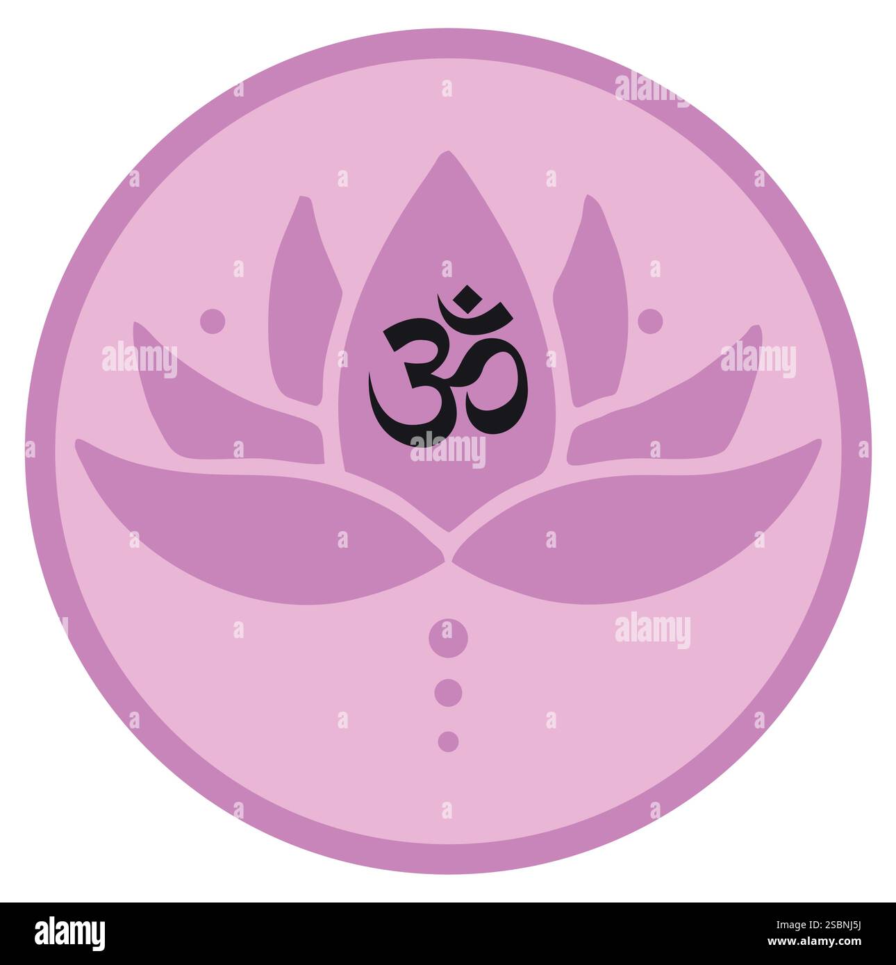 pink lotus flower with aum sign, pink circle. Isolated on white Stock ...
