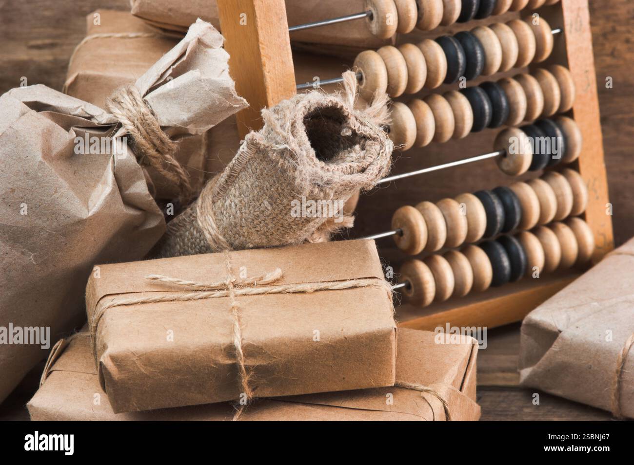 Still Life in a warehouse with abacus in old-style Stock Photo - Alamy