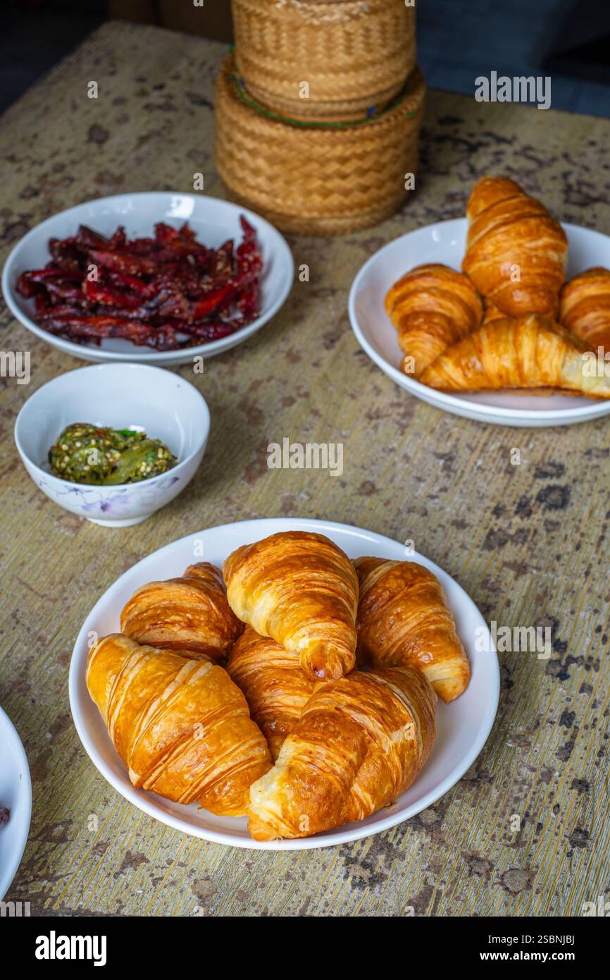 Laos, Luang Prabang, a UNESCO World Heritage Site, breakfast at Villa ...