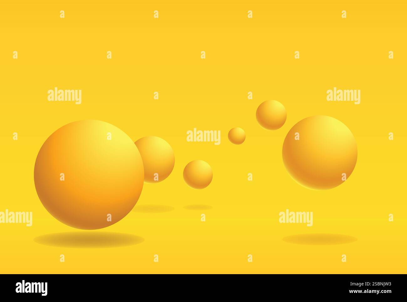 yellow bouncing balls on a yellow background. Minimalsit vector ...