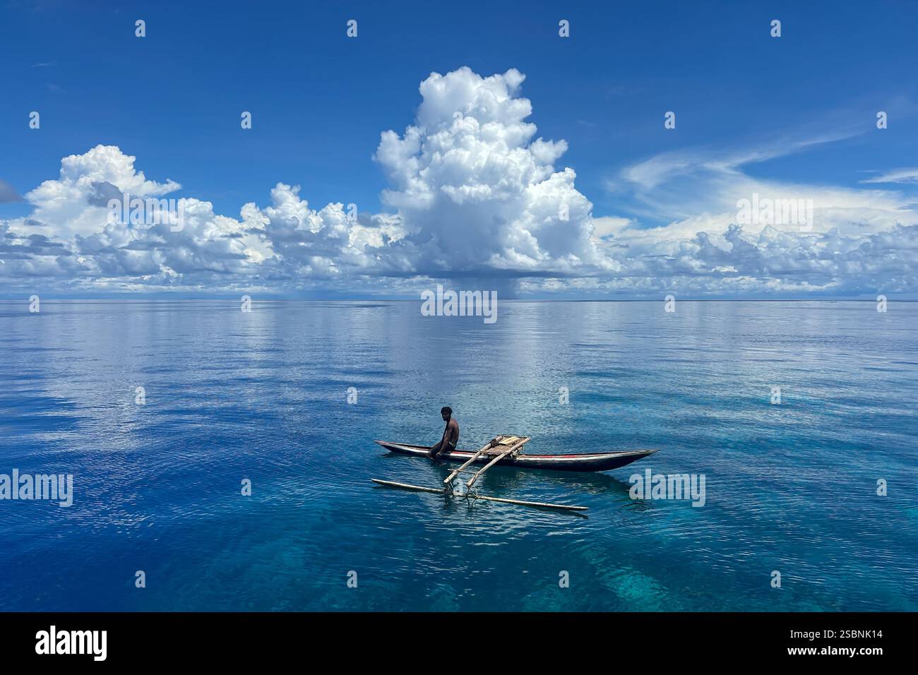 Residents of Vitu Islands in their traditional dugout canoes, Garove ...