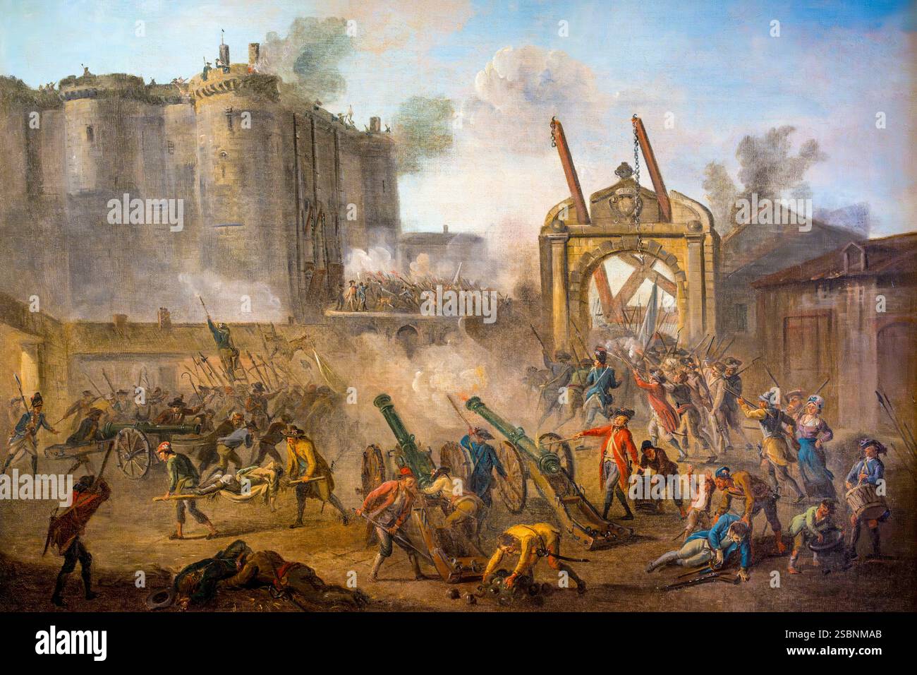 France, Paris, Marais district, Carnavalet Museum, painting (detail) of ...
