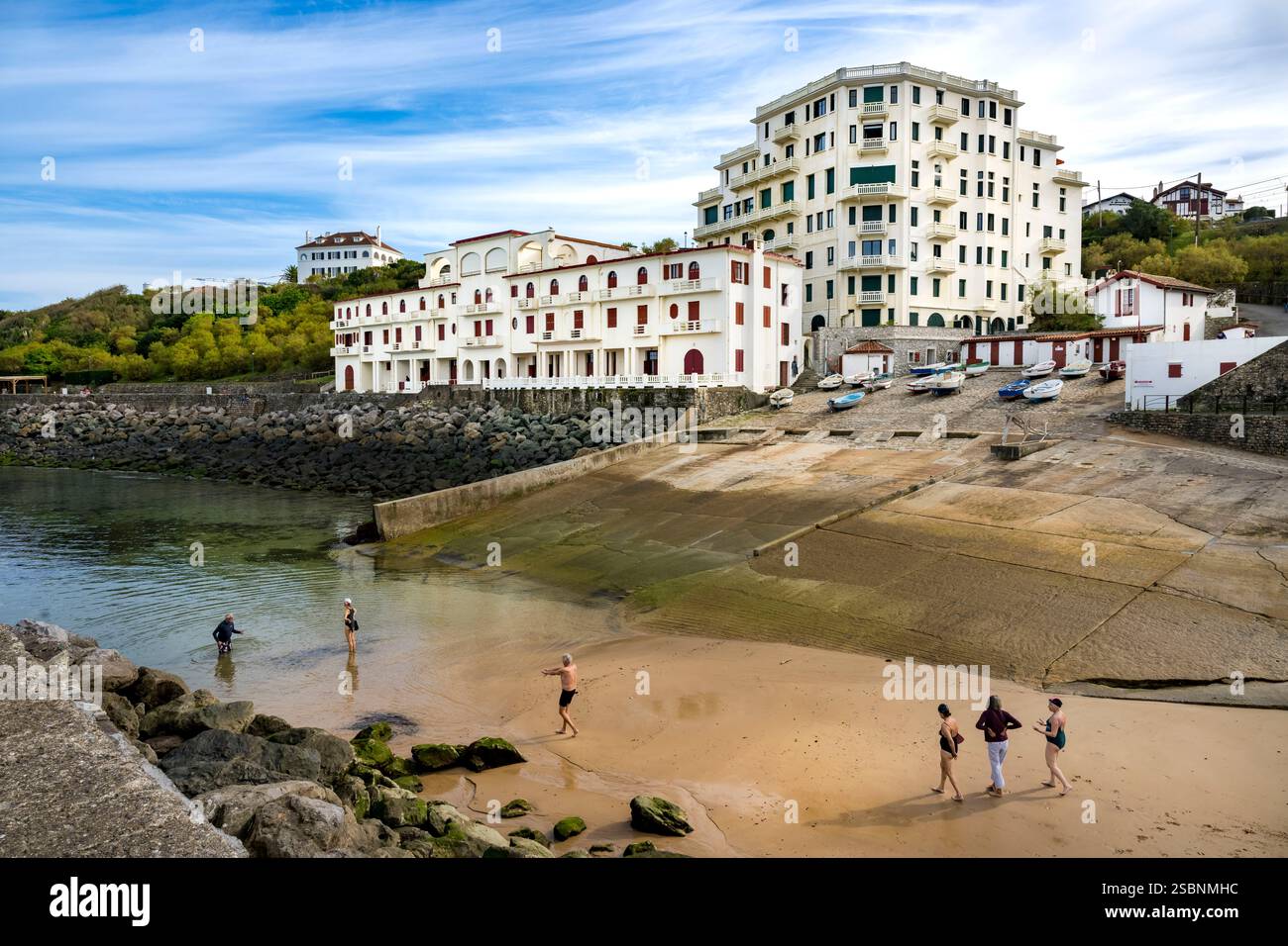 France, Pyrenees Atlantiques, Basque Country coast, Guethary, old ...