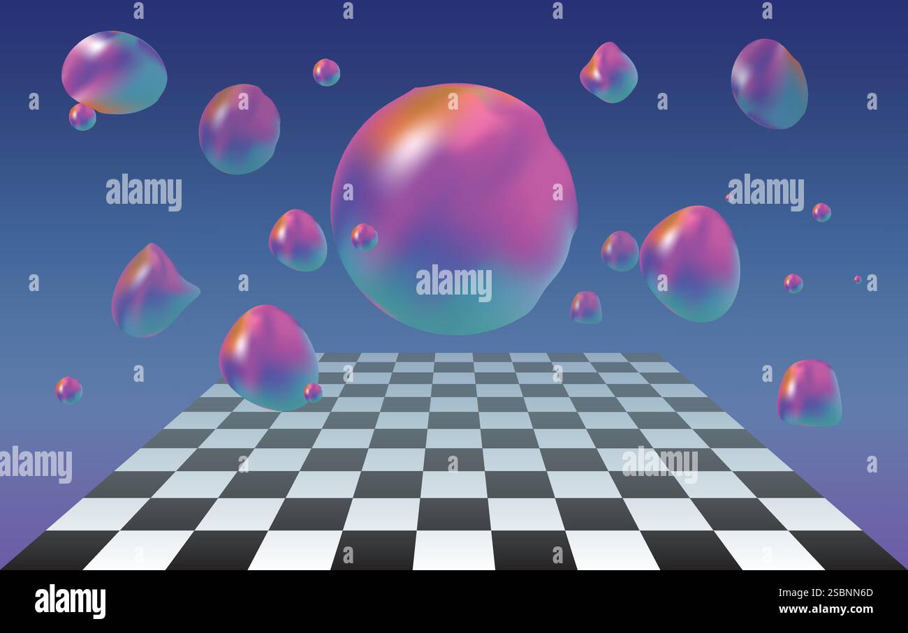 1980s Retrowave Abstract 3D Background with Colorful Holographic ...