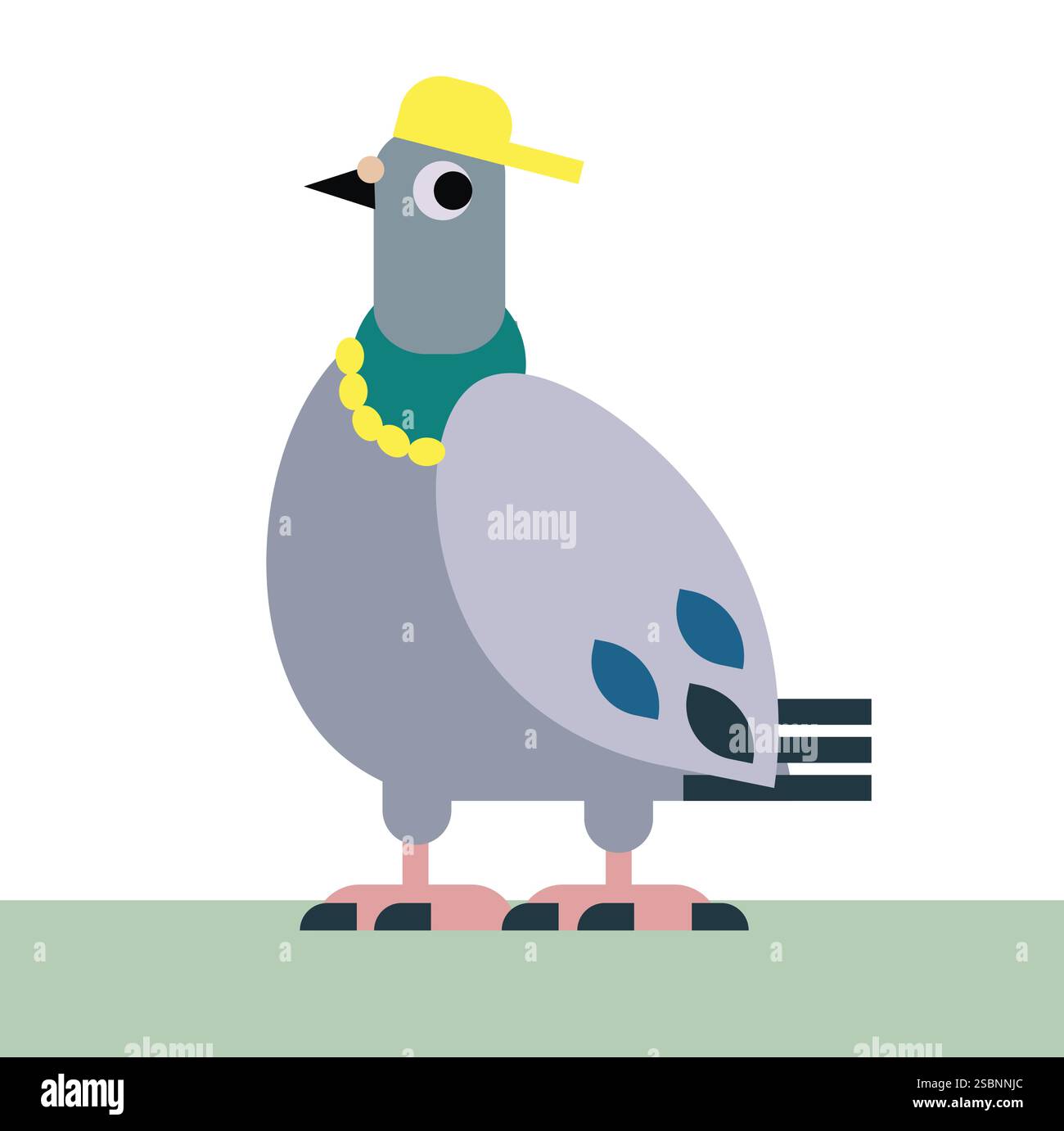 Flat Style Cartoon Pigeon with Snapback Hat and Gold Chain Stock Vector ...