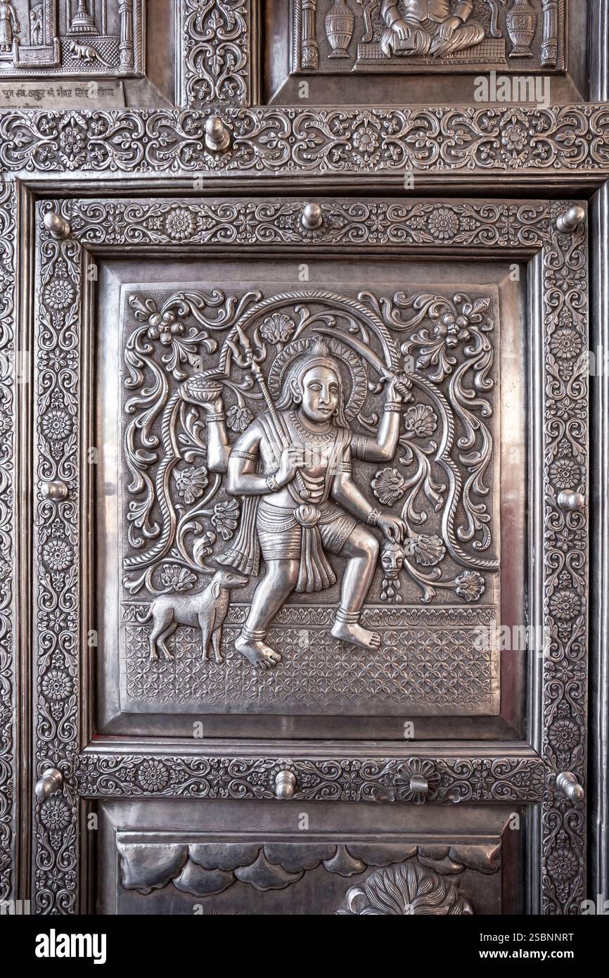 India, Rajasthan, Bikaner region, Deshnoke, Karni Mata temple also known as Rat Temple, detail ...