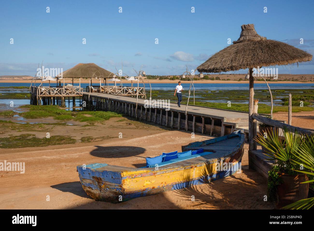 Morocco, Sidi Bennour province, Oualidia, the O bar on the water, at ...