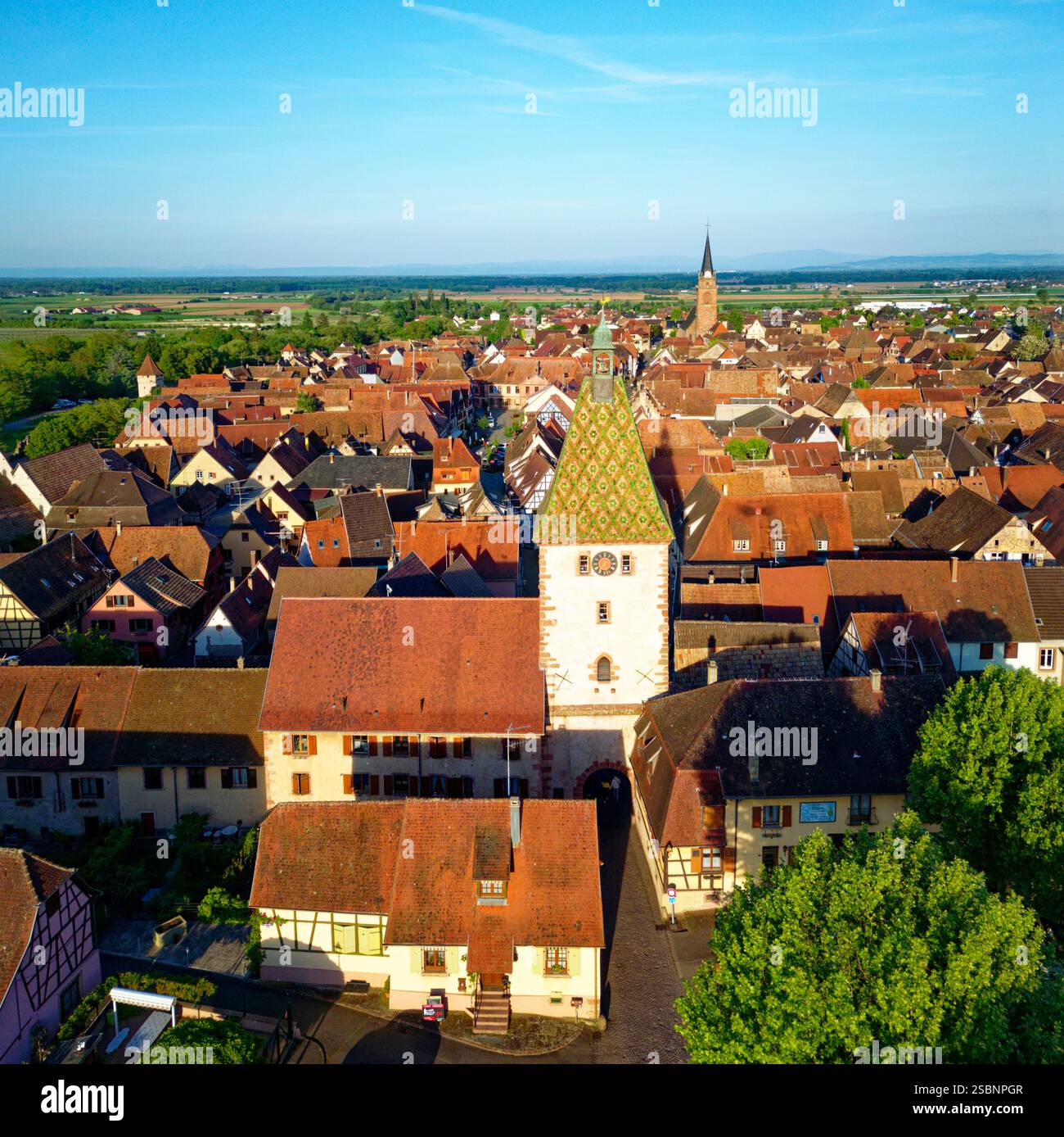 /France, Haut Rhin, Alsace wine road, Bergheim, medieval walled ancient ...