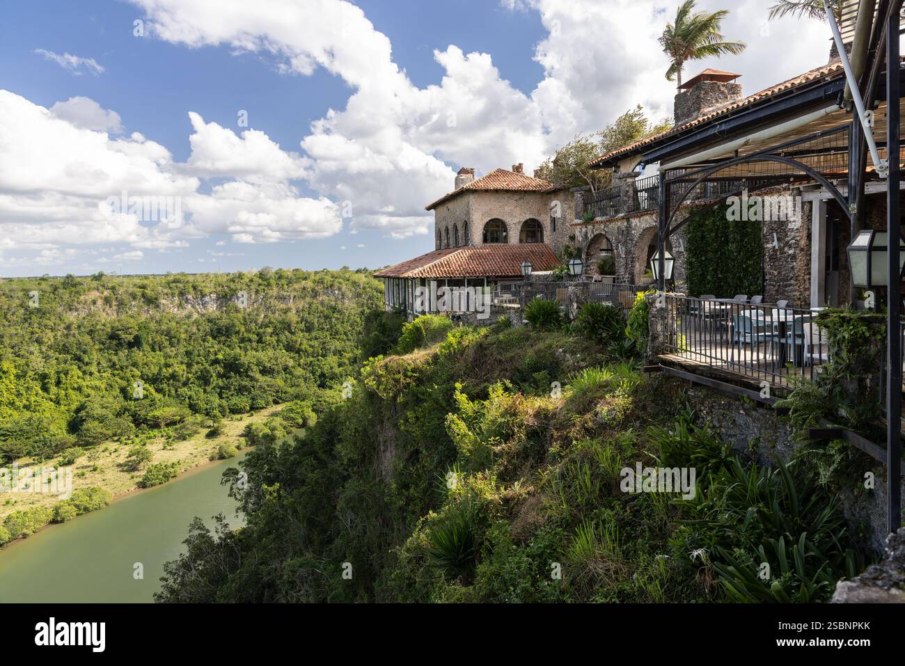 Restaurant in Altos de Chavón overlooking the Chavón River. A ...