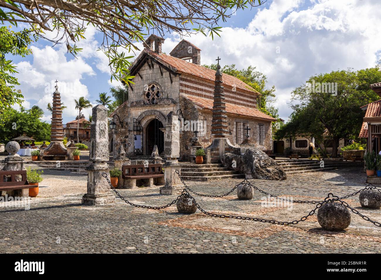 St. Stanislaus Church - main square Altos de Chavón. Re-creation of a ...