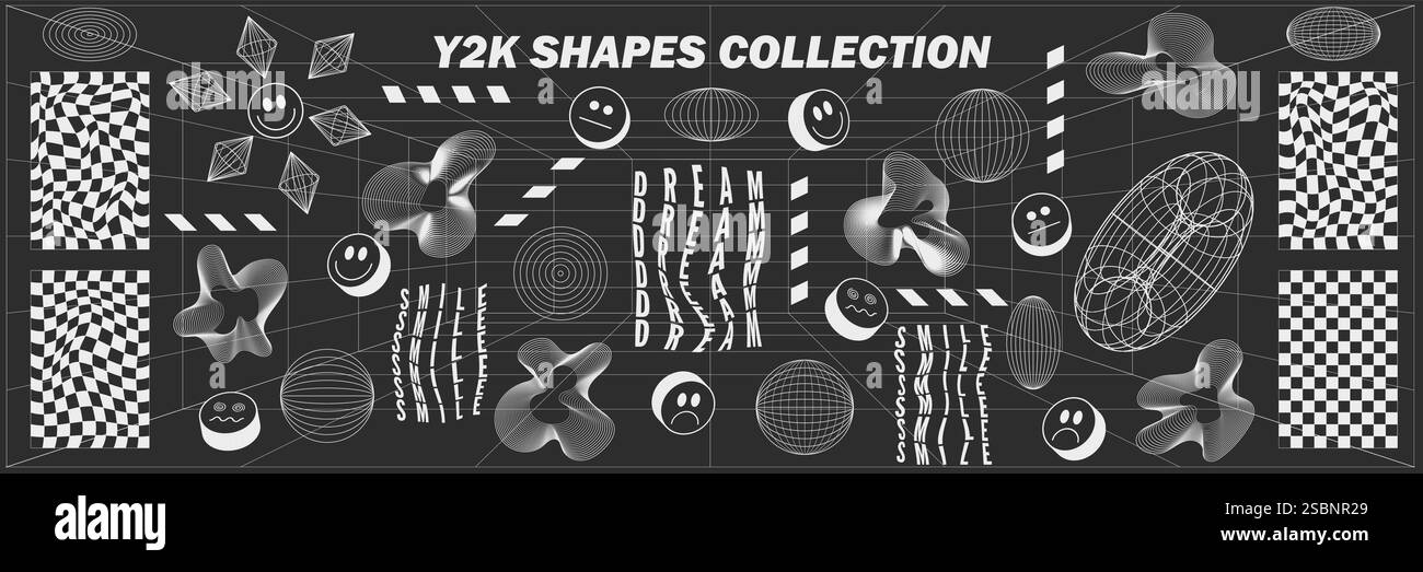 Abstract geometry hud wireframe shapes and patterns, cyberpunk elements ...
