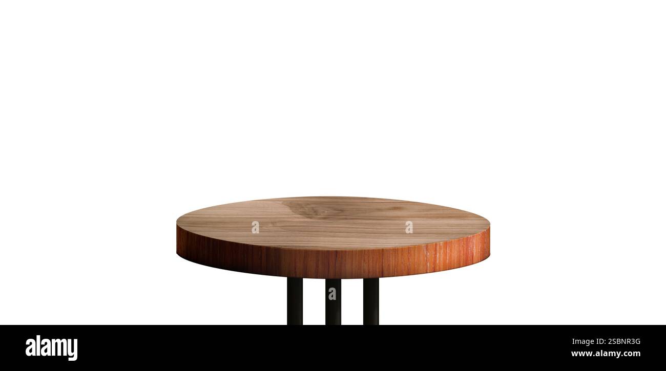 wooden round table isolated on white background Stock Photo - Alamy