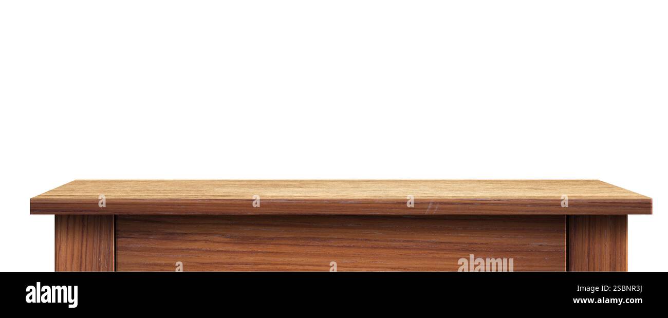 wooden table template, desk mock-up, tabletop, front view, isolated ...