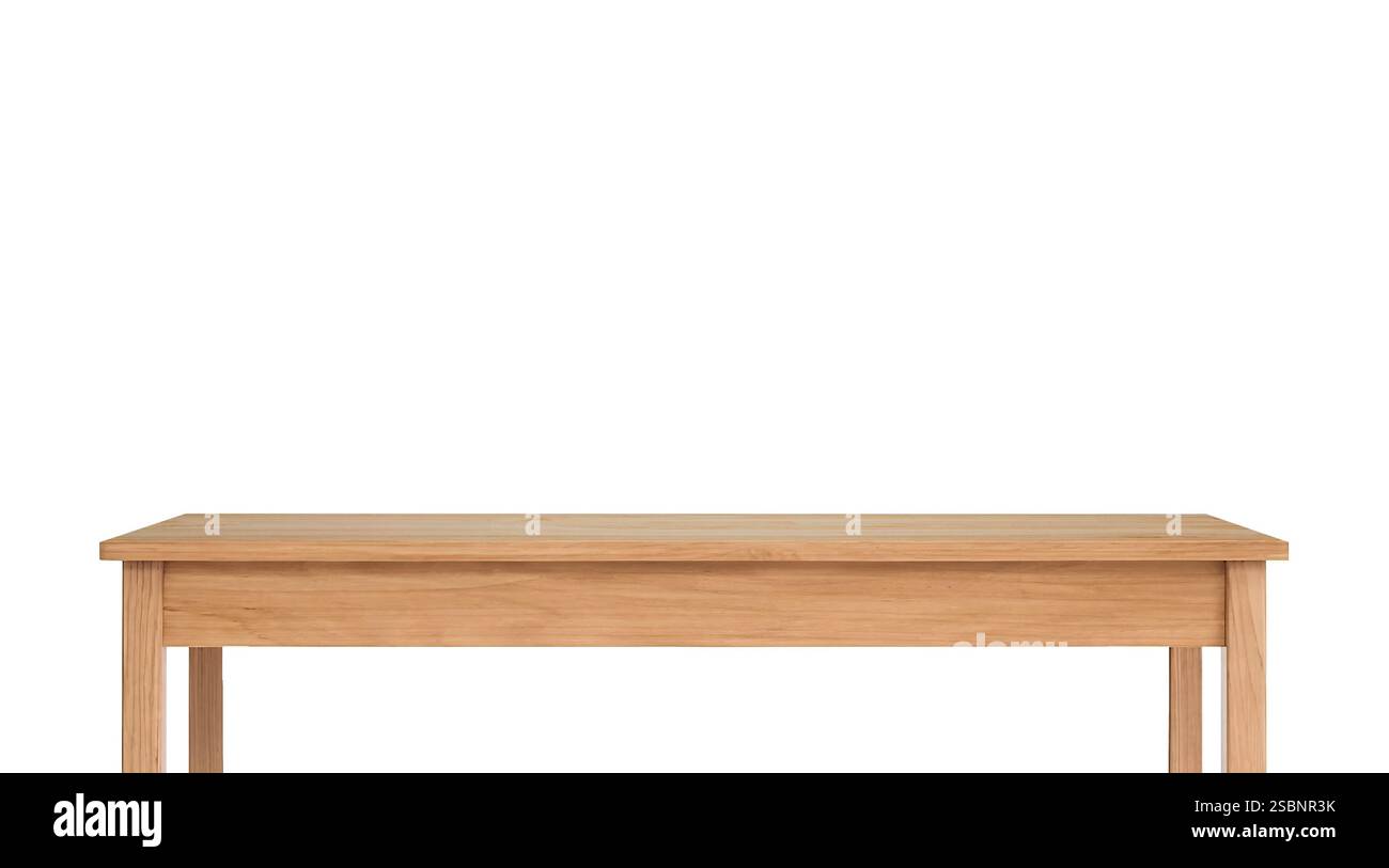 wooden table template, desktop mock-up, isolated on white Stock Photo ...